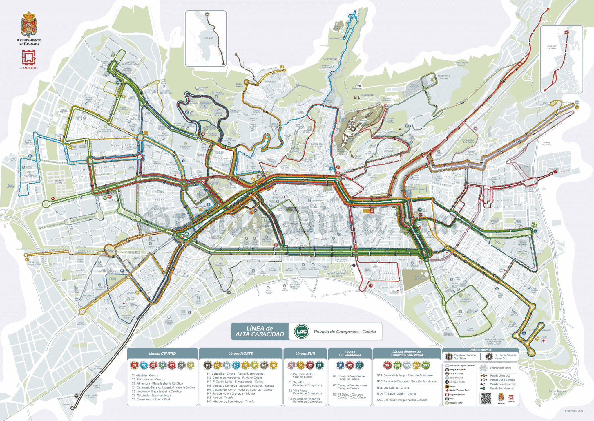 Autobuses urbanos de Granada; horarios, líneas, mapa y precios